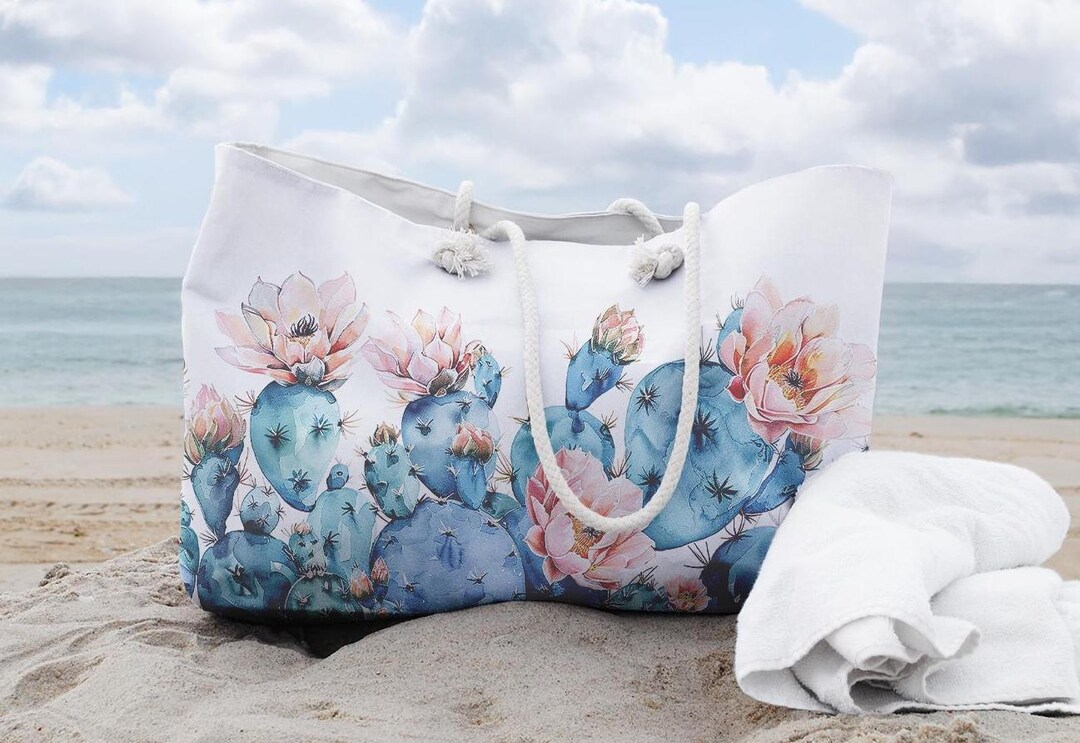 Oversized Weekender Bag: Pastel Watercolor Cactus Floral Travel Tote - Etsy
