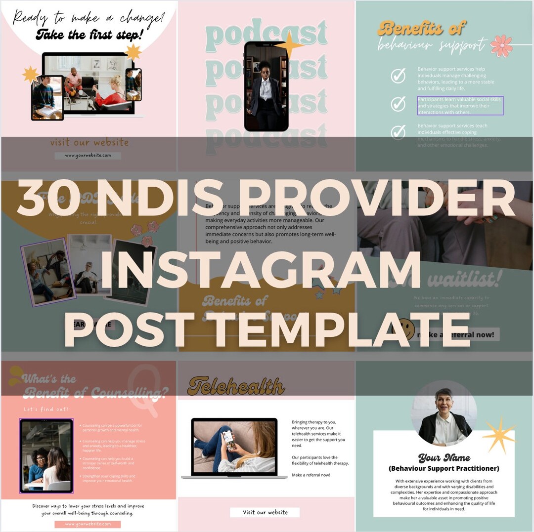 30 Custom Instagram Post Templates for Disability or NDIS Providers ...
