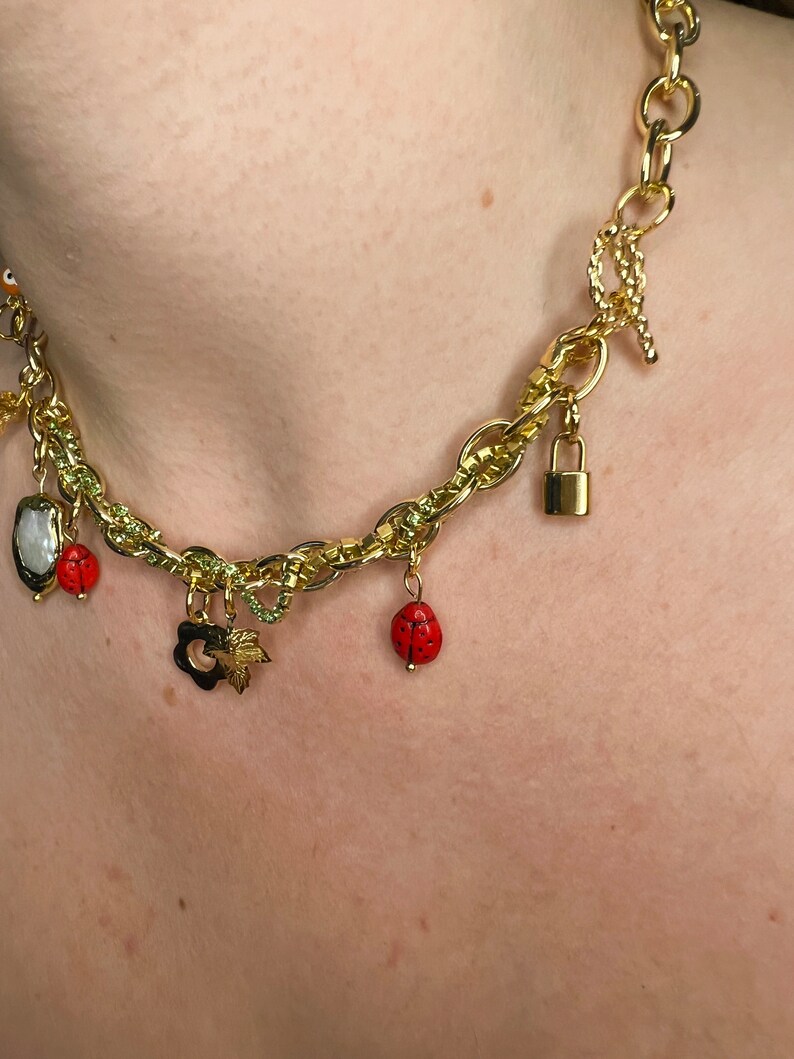 Rhodes Necklace Gold Plated Over Stainless Steel With Beads Pendants - Etsy