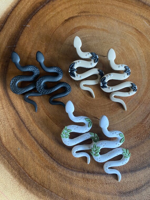 Snake Earrings Polymer Clay Snake Earrings - Etsy