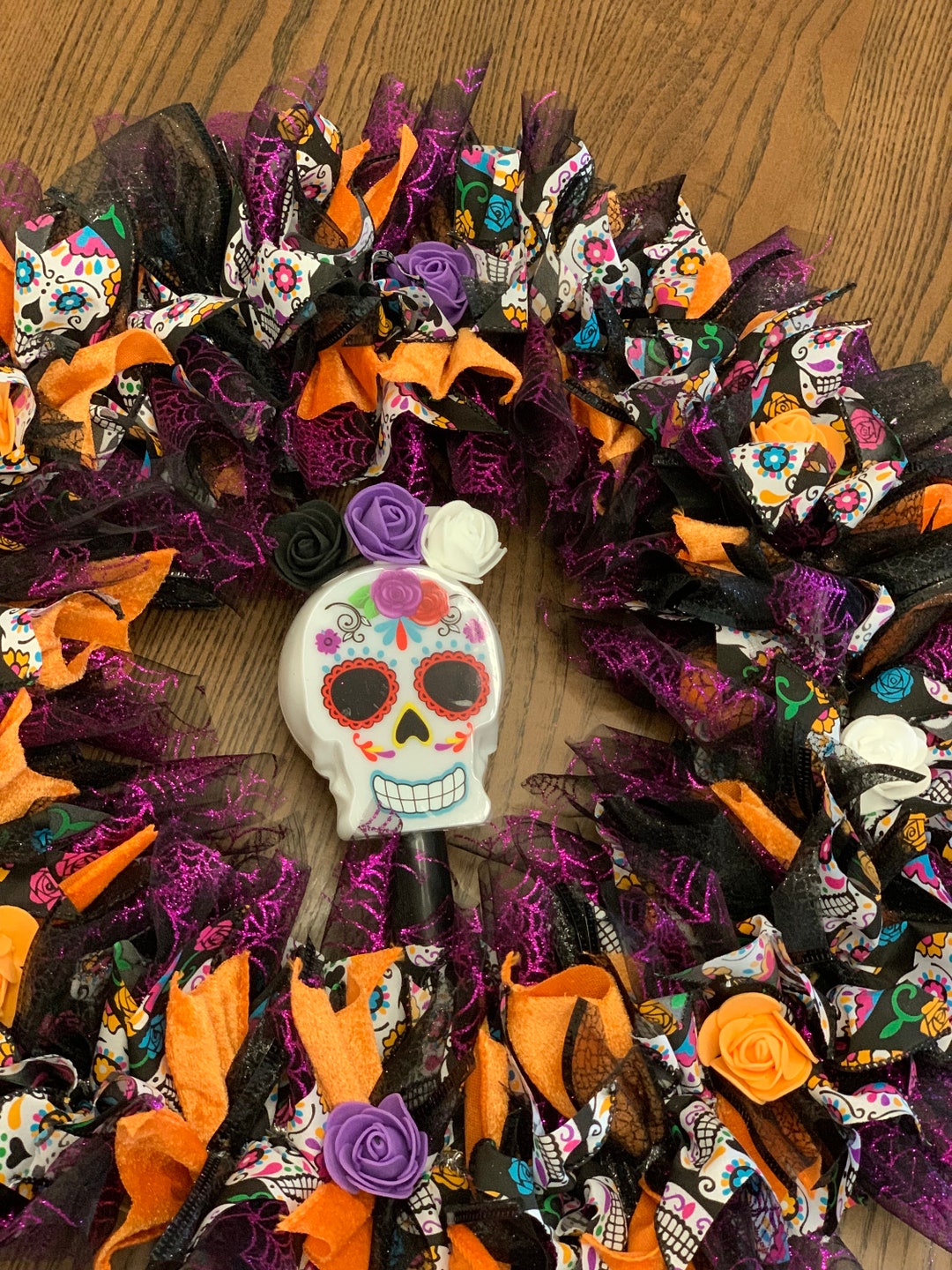 Dia De Los Muertos Wreath, Vintage Decor, Day of the Dead Door Wreath ...