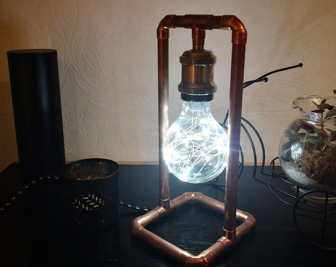Copper Pipe Lamp, Desk Lamp, Copper Light, Bedside Lamp - Etsy UK