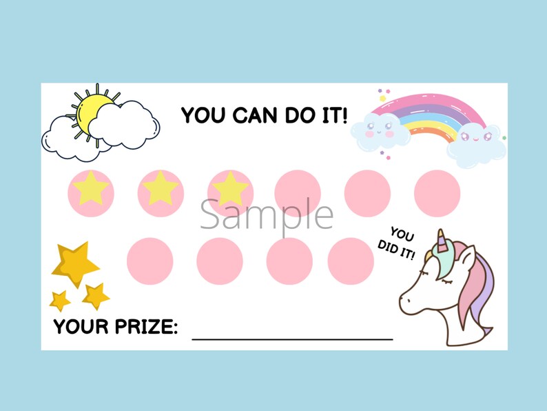 Printable Unicorn Reward Cards for Kids, Sticker Chart System for ...