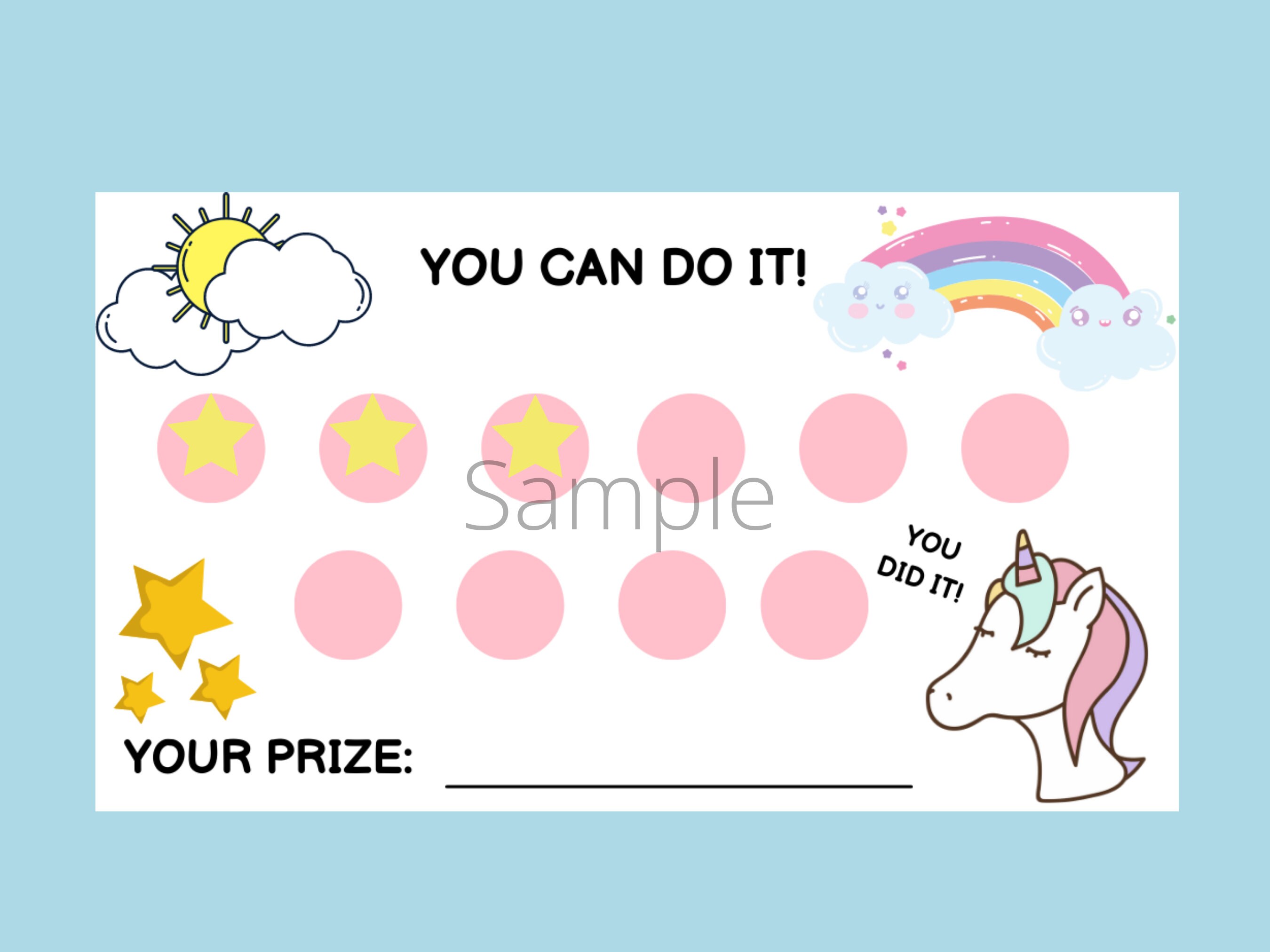 Printable Unicorn Reward Cards for Kids, Sticker Chart System for ...