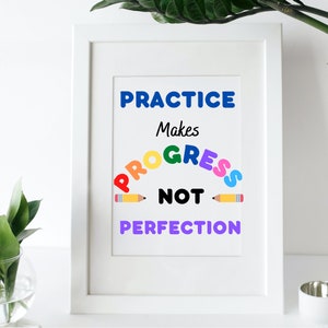 Practice Makes Progress Not Perfection Poster for the Classroom - Etsy