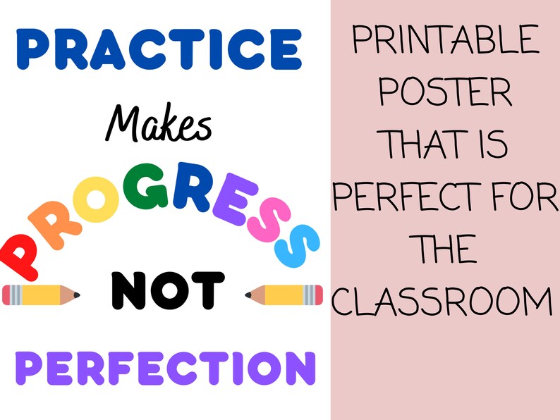 Practice Makes Progress Not Perfection Poster for the Classroom - Etsy