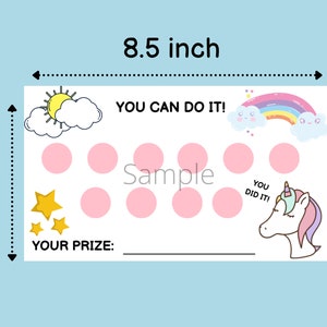 Printable Unicorn Reward Cards for Kids, Sticker Chart System for ...