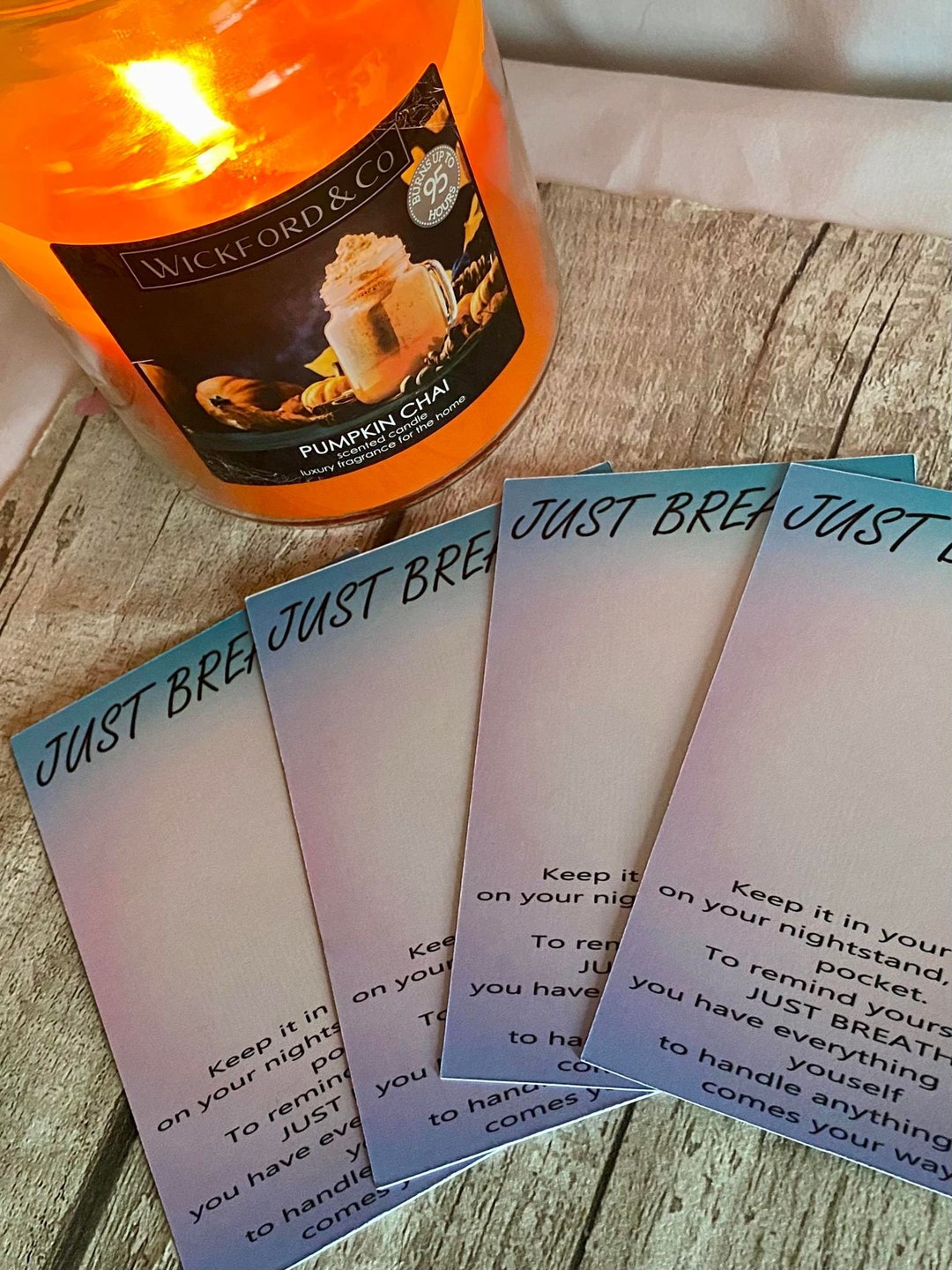 Just Breathe Calming Anxiety Distressed Coloured Pocket Hug Backing ...