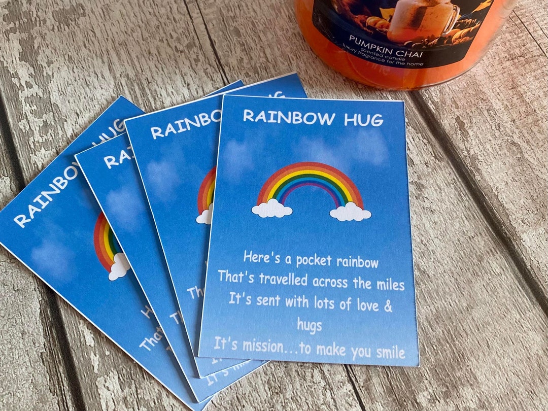 Rainbow Hug Pocket Hug Backing Cards, Printed and Cut Ready for Your ...