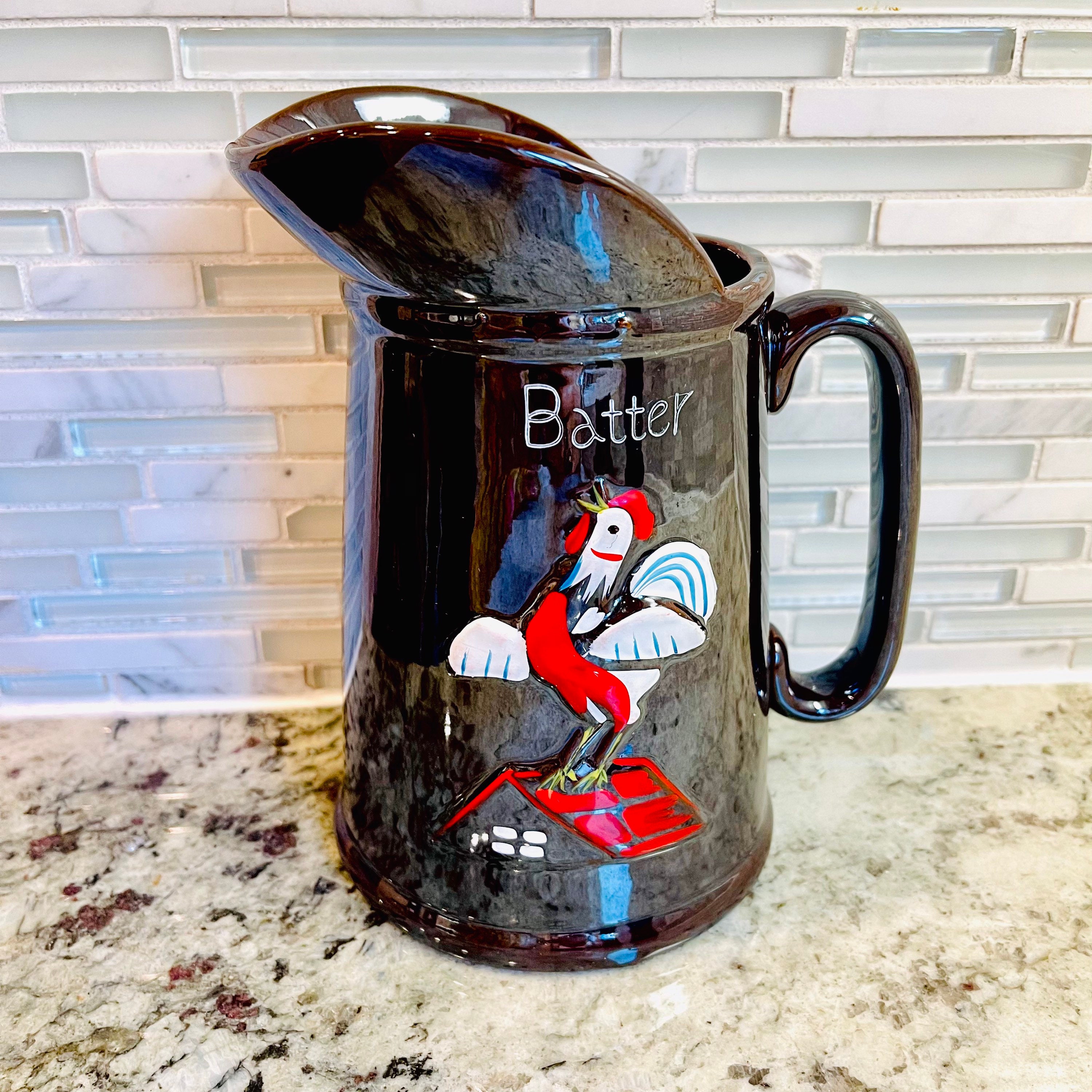 Vintage 1950s Rooster Batter Syrup & Butter Pitchers Brown - Etsy