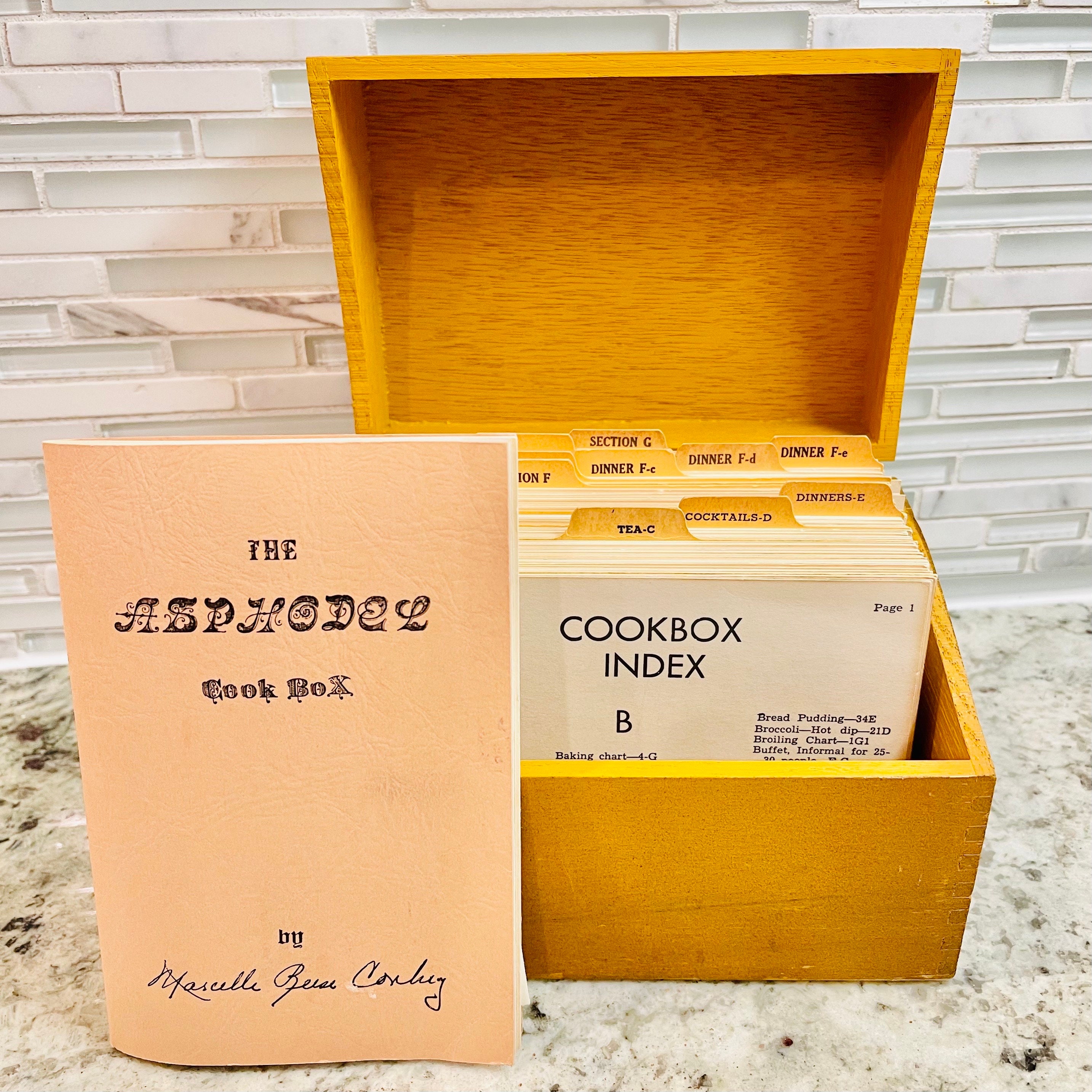 1972 Asphodel Cook Box Recipe Card Library Box Wood Box Vintage Recipes ...