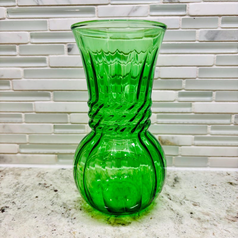 Green Glass Vase - Etsy