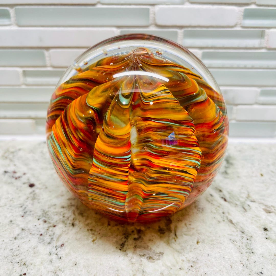 Large Vintage Art Glass Paperweight Swirl Design Paperweight 1980s ...