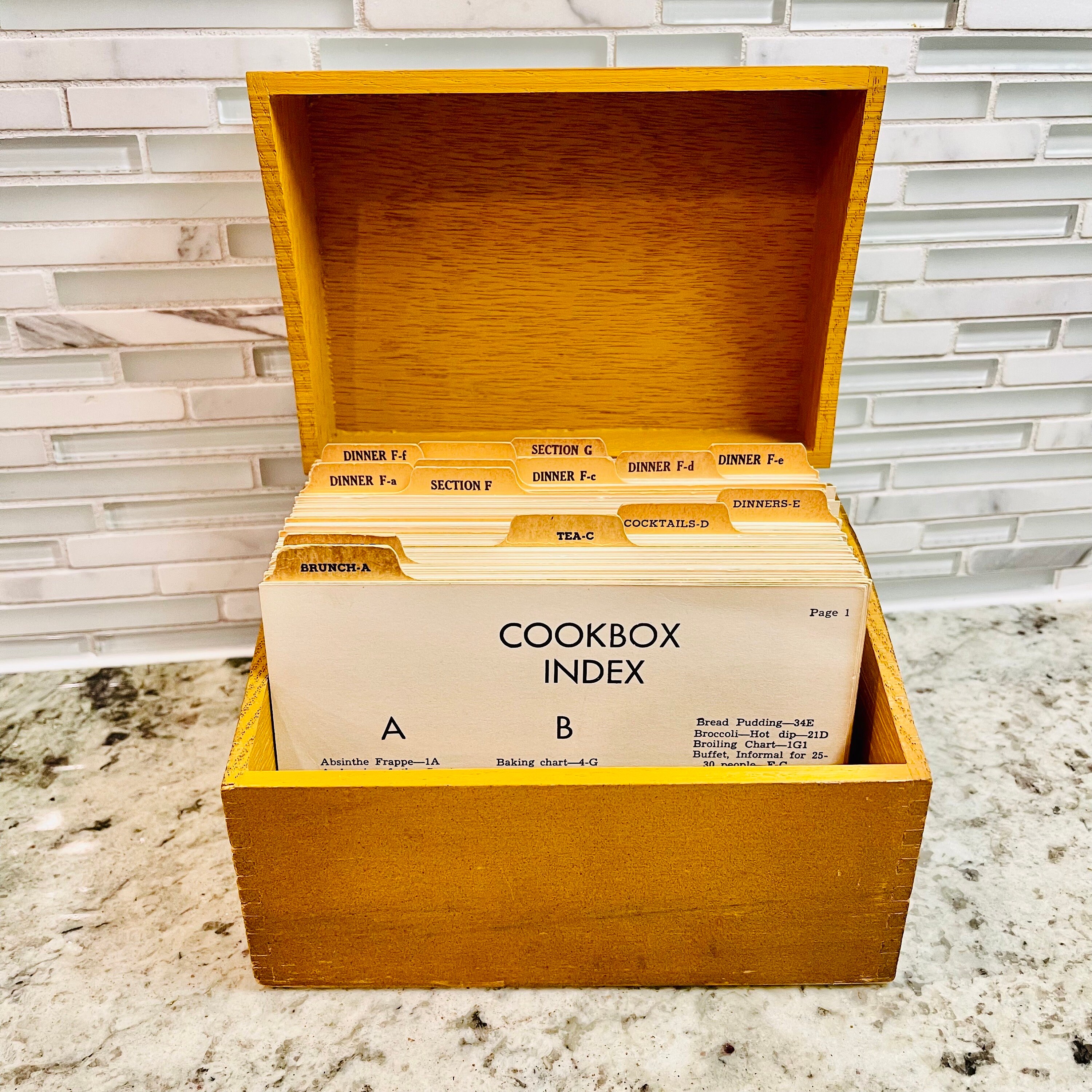 1972 Asphodel Cook Box Recipe Card Library Box Wood Box Vintage Recipes ...