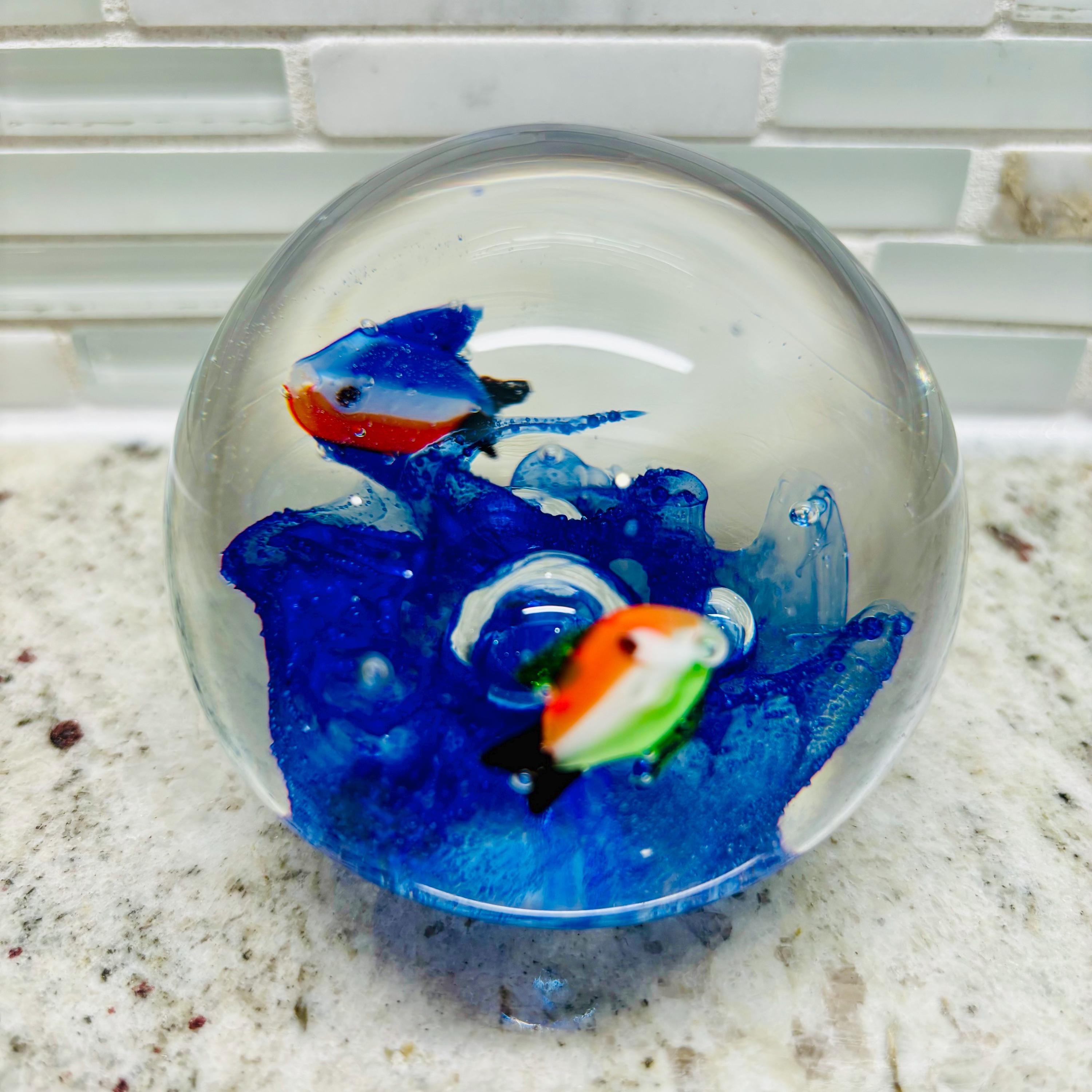 Fish Paperweight | Shelf Decor | 1980s | Vintage | Art Glass | - Etsy