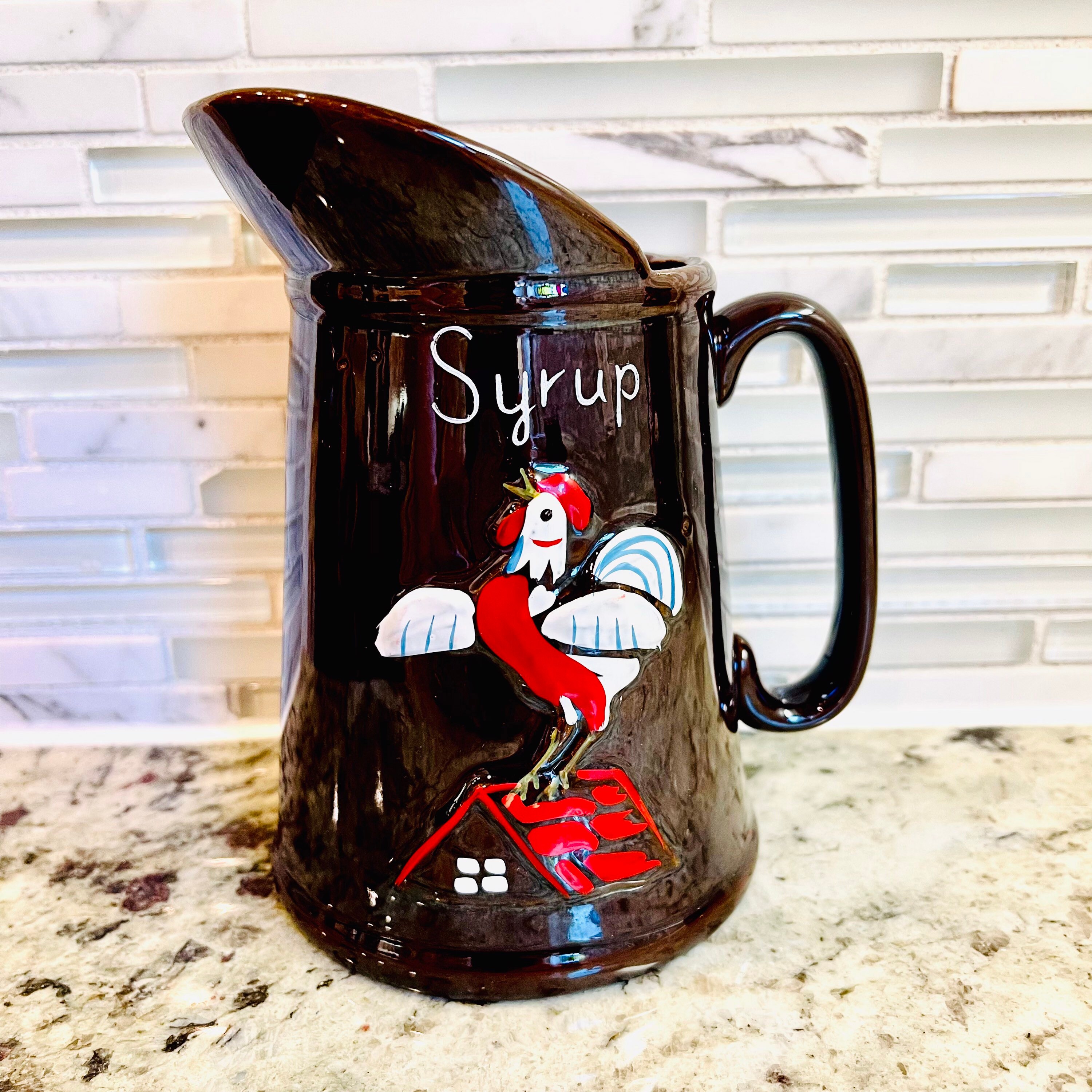 Vintage 1950s Rooster Batter Syrup & Butter Pitchers Brown - Etsy