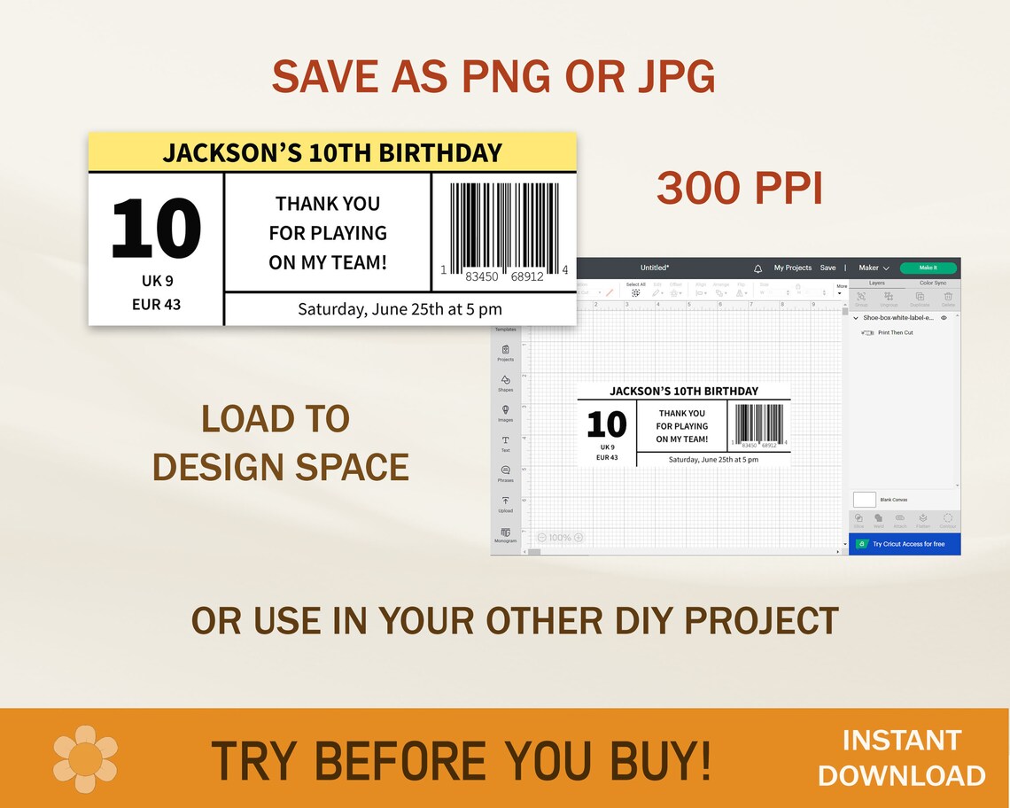 Shoe Box Label Template Sneaker Box Label Editable - Etsy