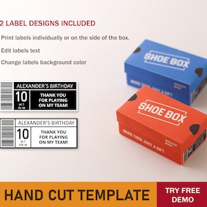Printable Mini Shoe Box Template: Box & Editable Label - Etsy
