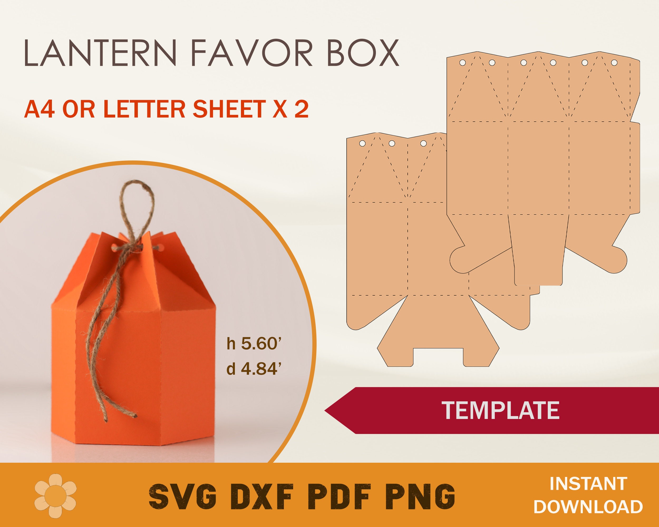Lantern Favor Box SVG Template Hexagon Box SVG Template - Etsy