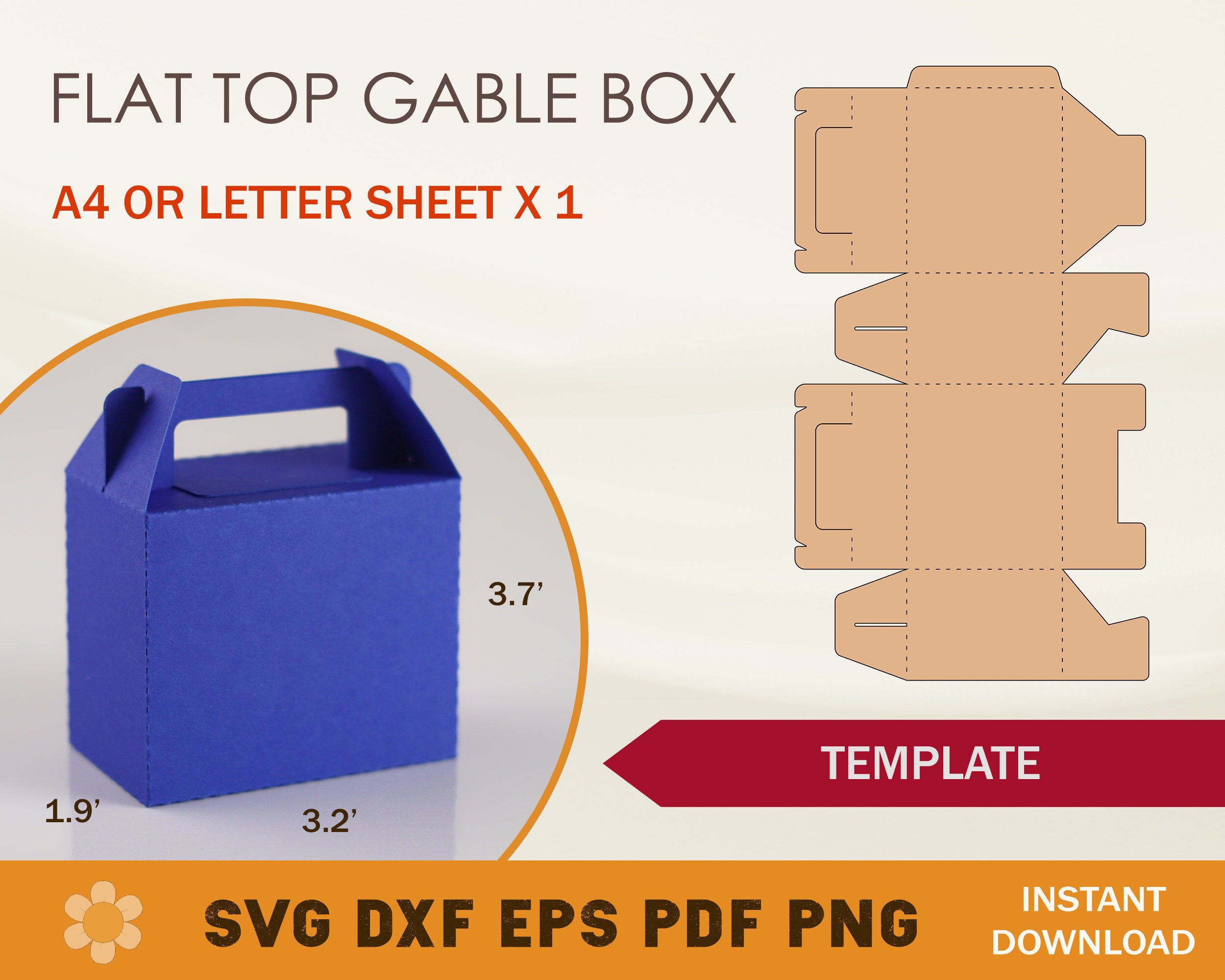 Mini Flat Top Gable Box Template, Gable Box SVG, Box With Handle ...