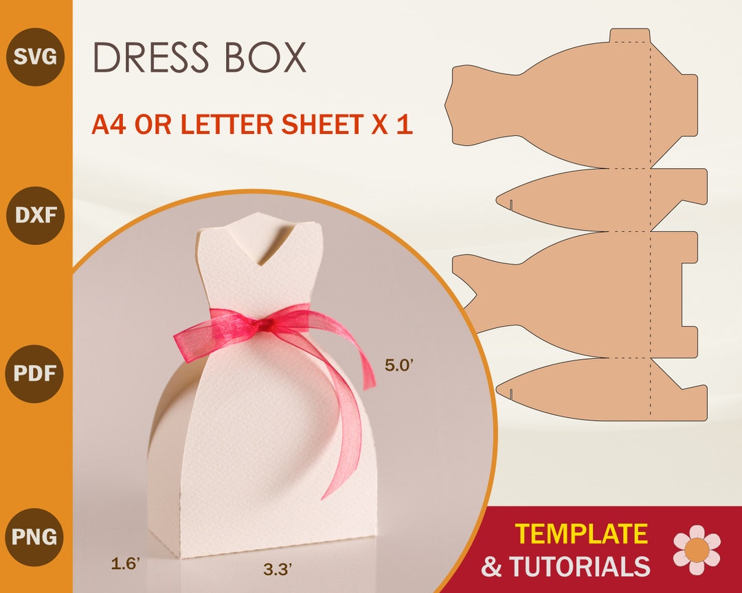 Bride Dress Box SVG Template, Wedding Favor Box, Cricut Cut Files ...
