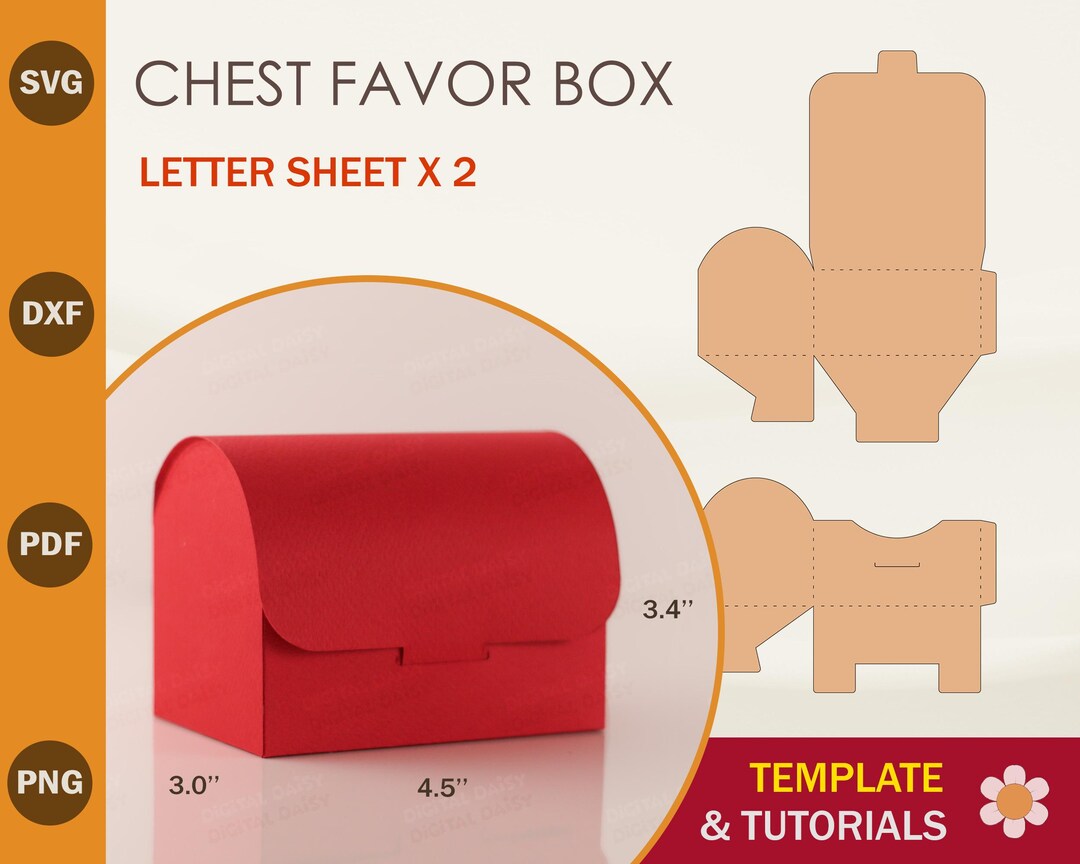 Chest Favor Box SVG Template, Wedding Gift Box (digital Download ...
