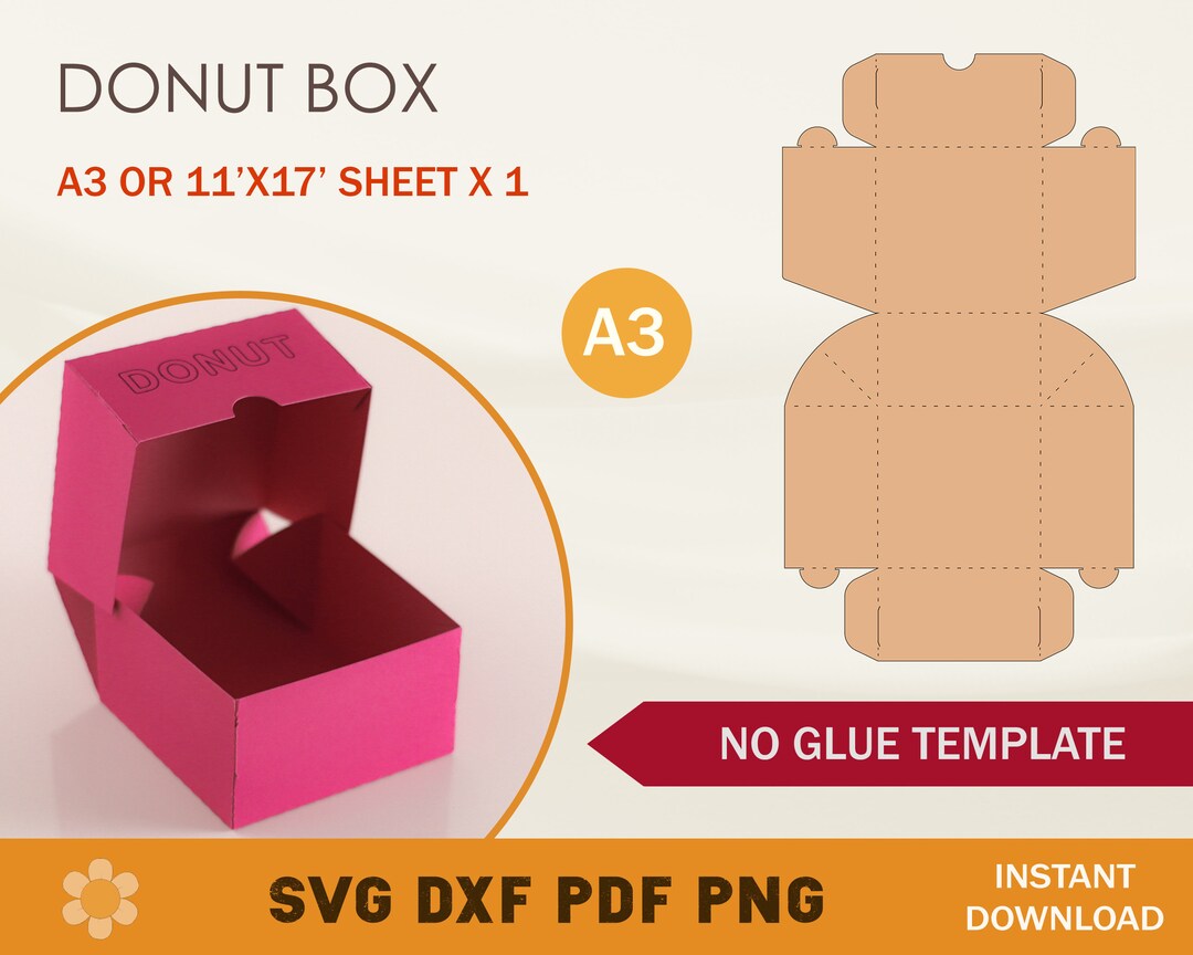 Donut Box SVG Template Donut Holder Template Cricut Cut - Etsy