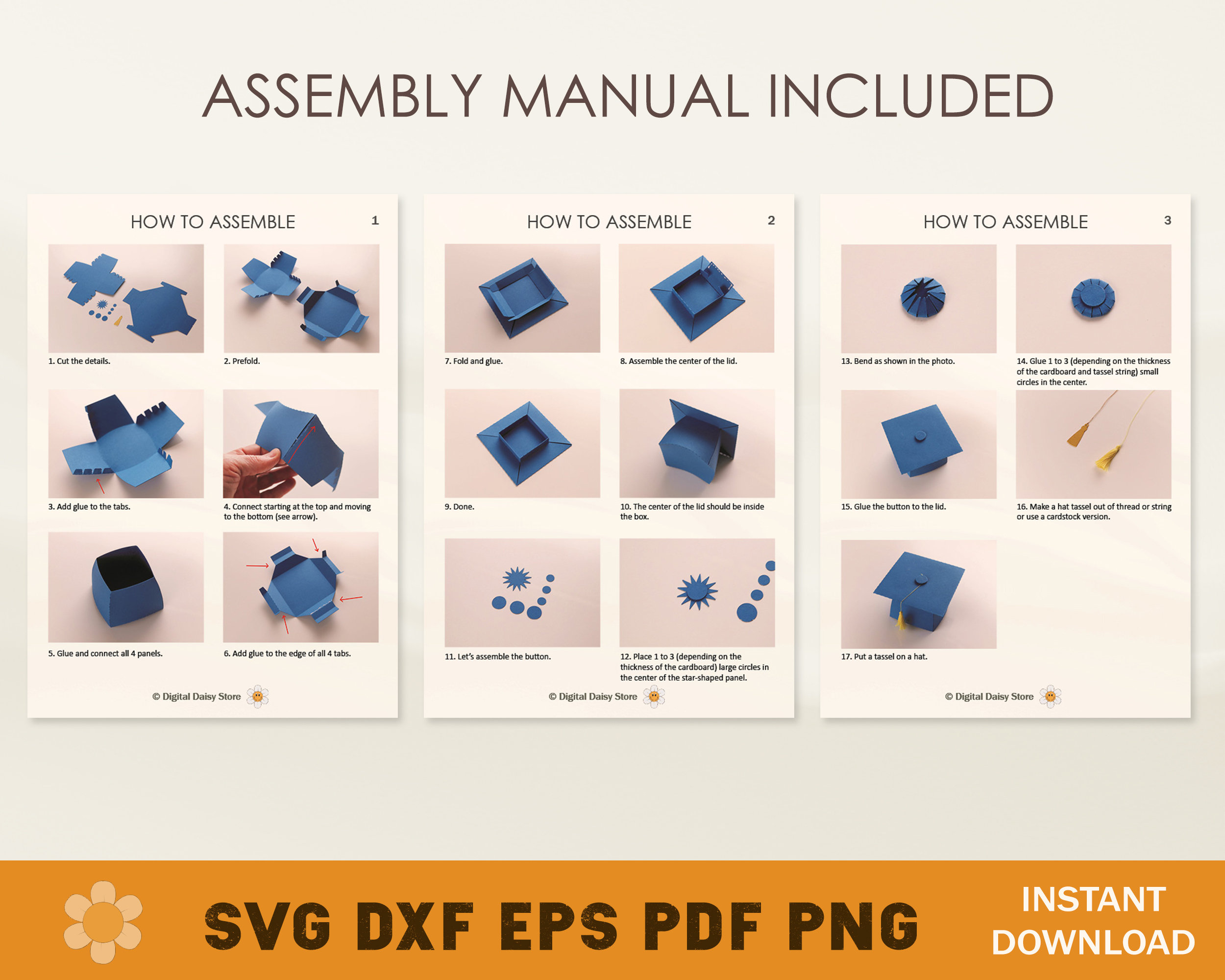 Graduation Cap Box SVG Template Graduation Hat Template - Etsy