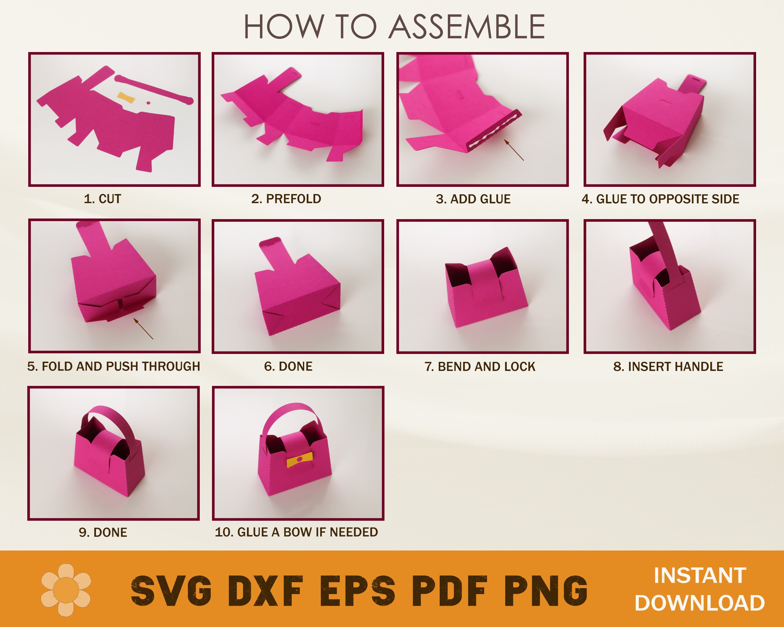 Mini Purse Box SVG Template Purse Template Favor Box SVG - Etsy UK