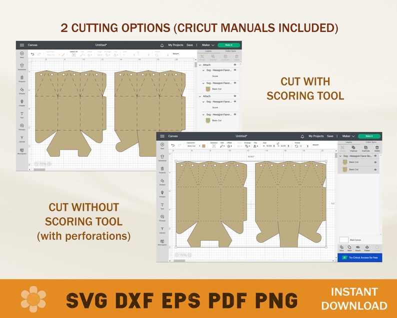 Lantern Favor Box SVG Template Hexagon Box SVG Template - Etsy