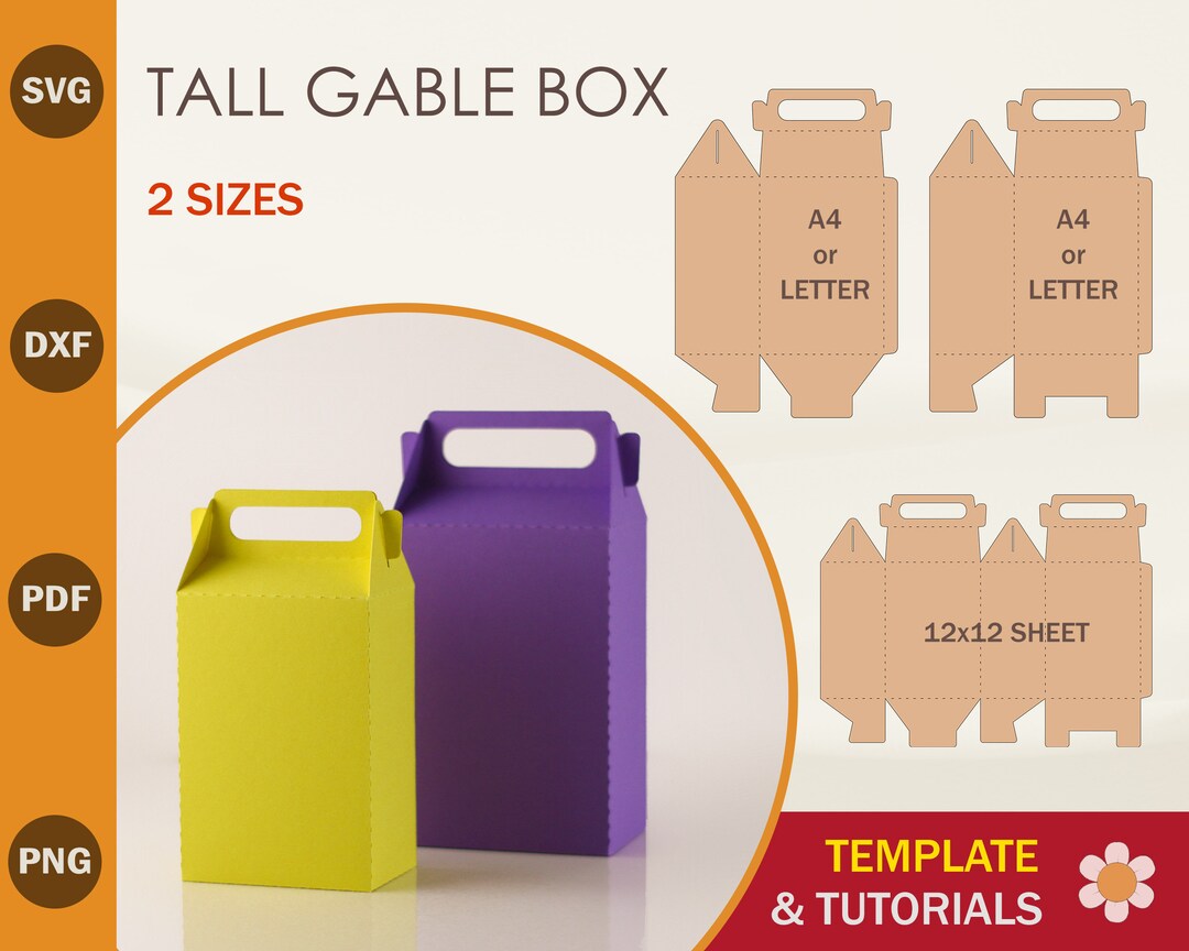 Tall Gable Box SVG Template: 2 Sizes, Cricut & Silhouette Cut Files - Etsy