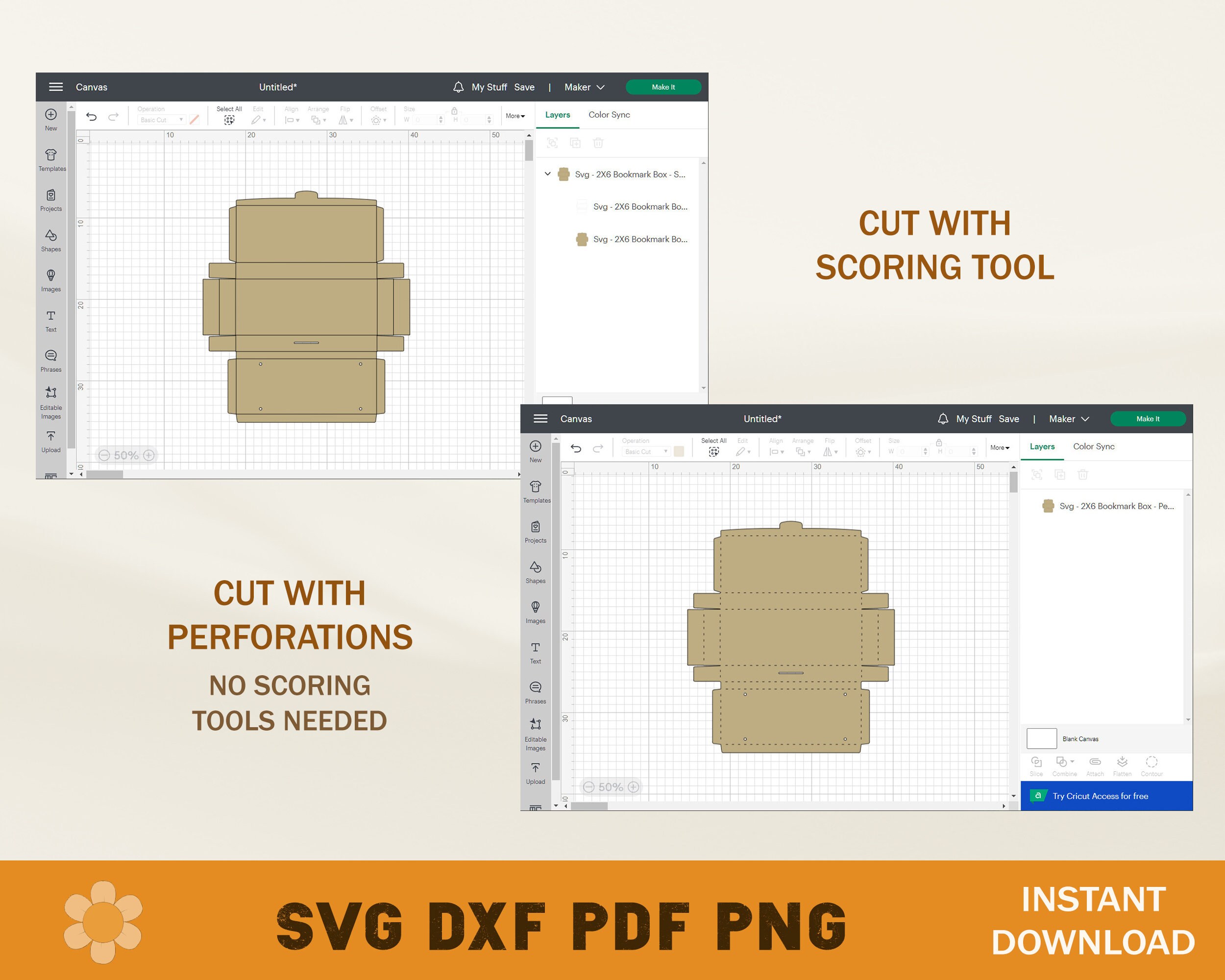 Bookmark Box Template: SVG DXF Cricut Silhouette Cut Files (PDF) - Etsy