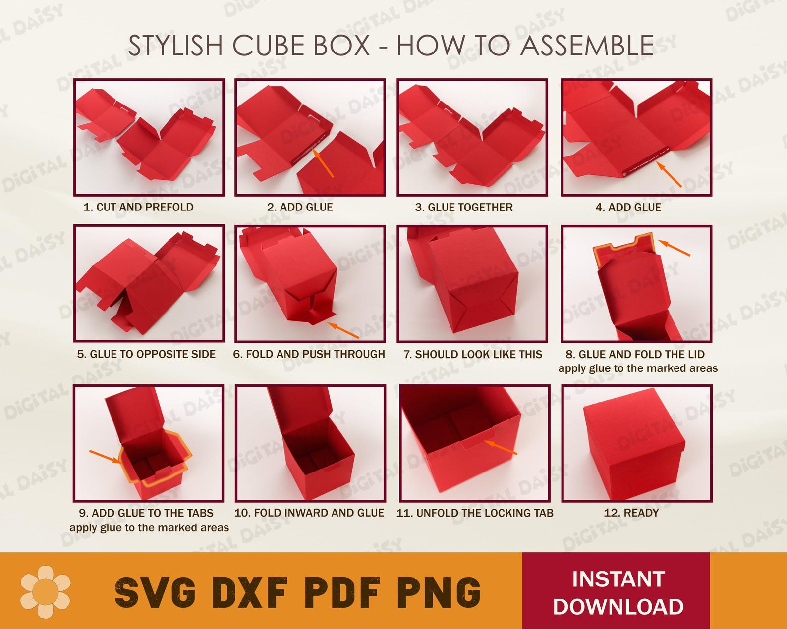 Cube Box SVG Template With Lid, Cricut & Silhouette Cut Files (digital ...