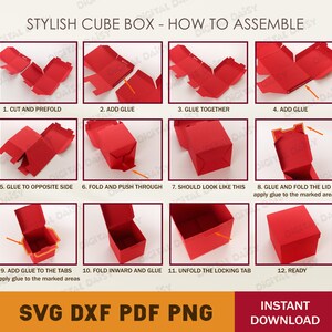 Stylish Cube Box Template, Square Box Template, Box With Lid, Cricut ...