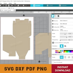 Stylish Cube Box Template, Square Box Template, Box With Lid, Cricut ...