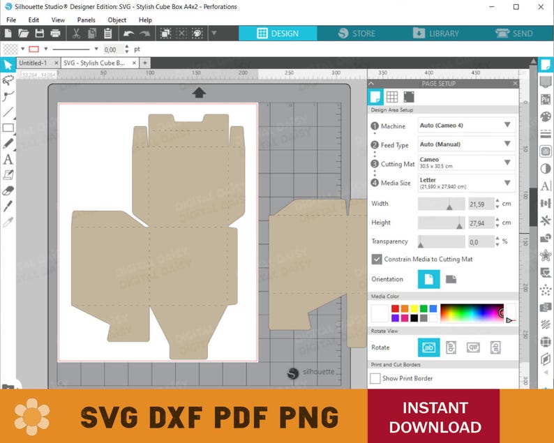 Cube Box SVG Template With Lid, Cricut & Silhouette Cut Files (digital ...