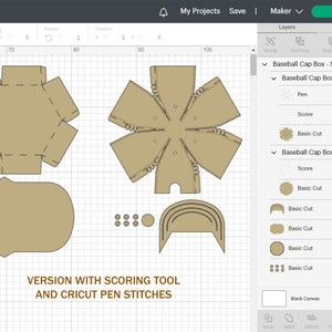 Baseball Cap Box SVG Template: Favor Box, Cricut & Silhouette Cut Files ...