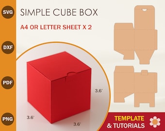 3 Box Template, Cube Box Template, Classic Square Box Svg, Box Svg for ...