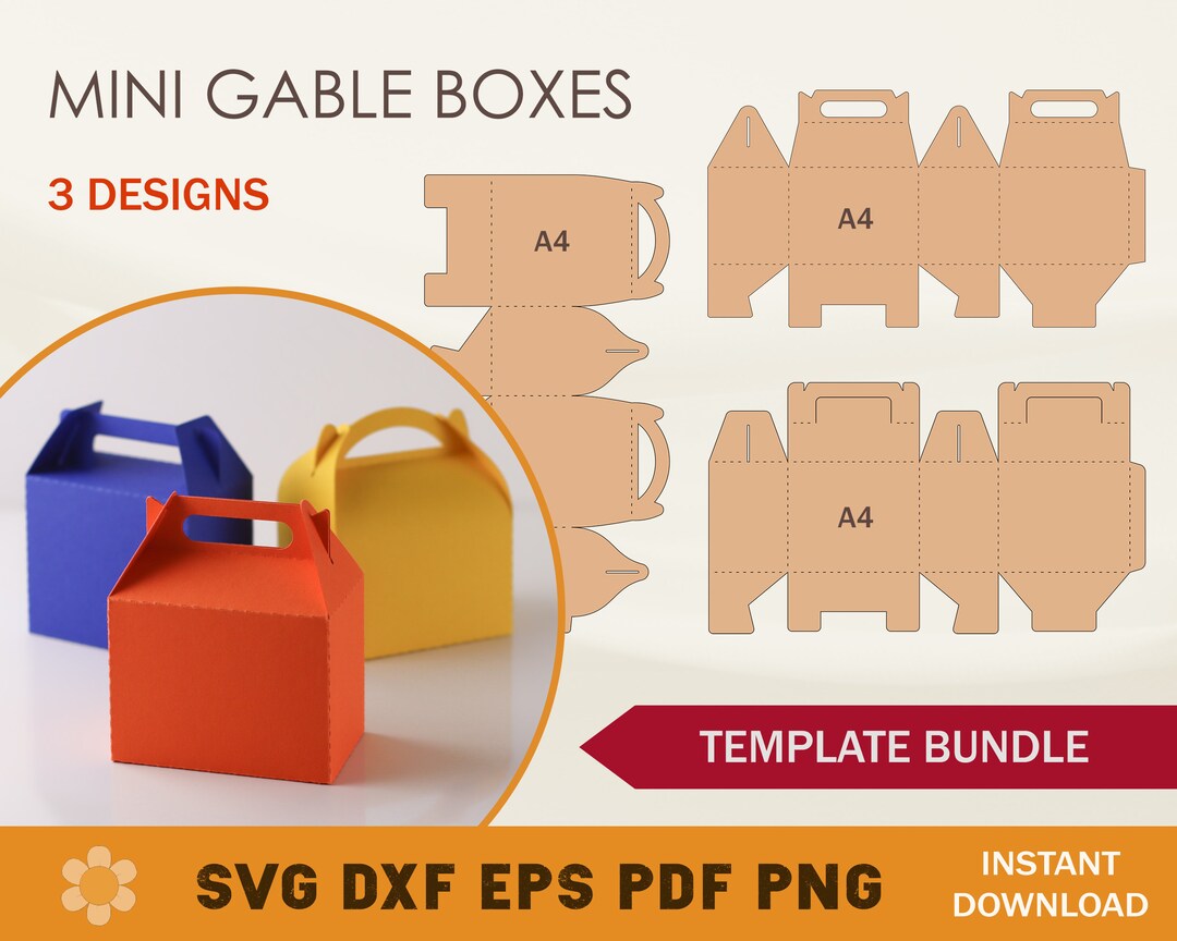 Gable Box Template Bundle, Gable Box SVG, Box With Handle SVG, Cricut ...