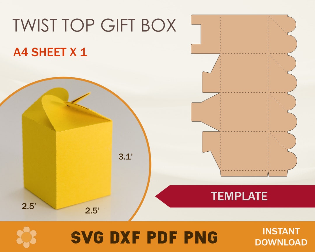 Twist Top Gift Box SVG, Gift Box SVG, Box SVG, Box Template, Wedding ...