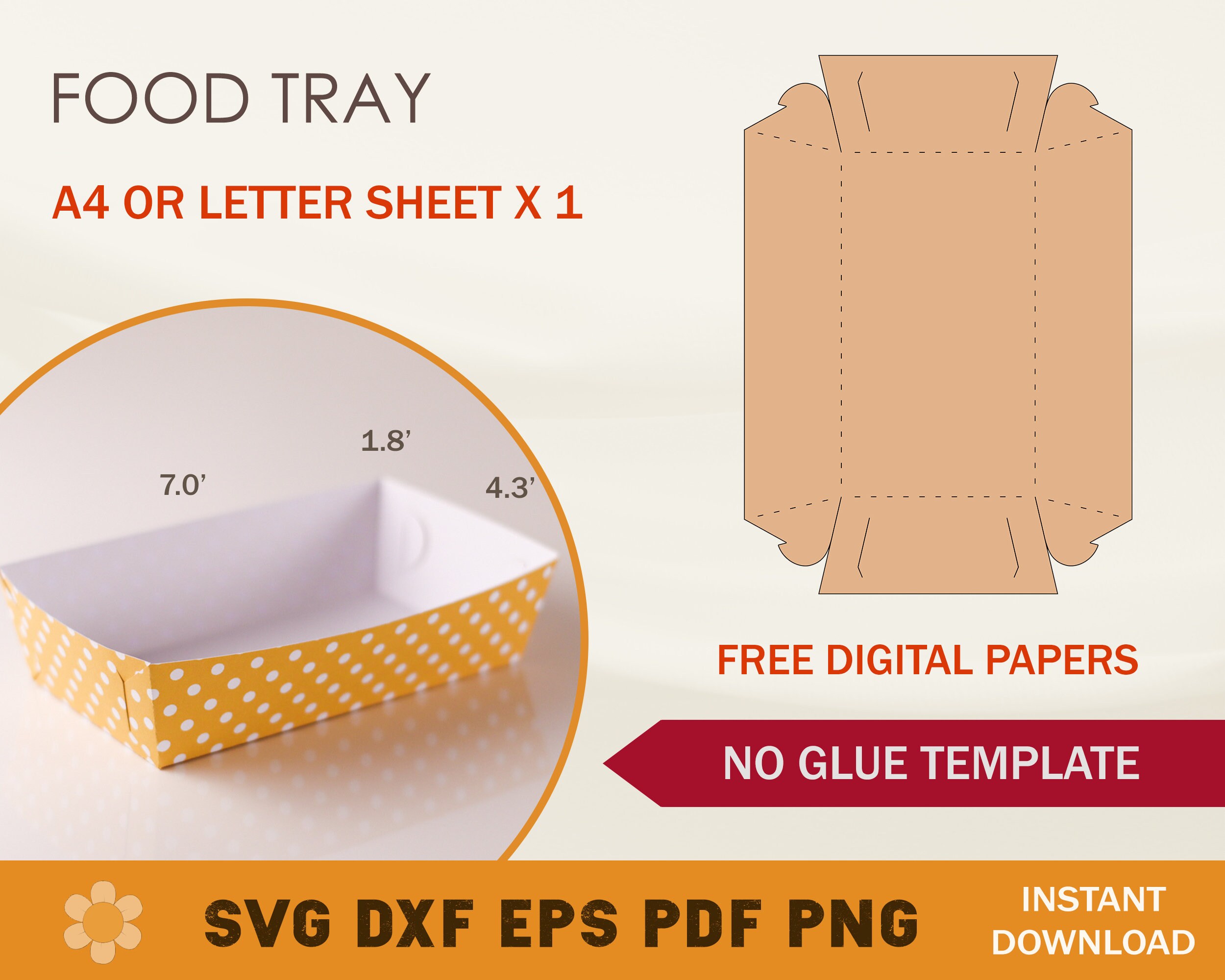 Food Tray Template Treat Tray Template Food Tray SVG Cricut - Etsy ...