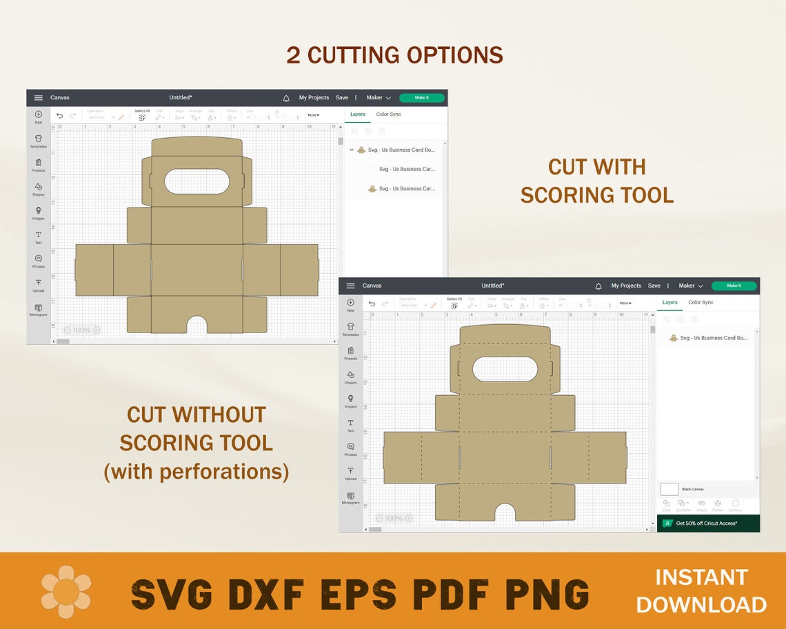 US Business Card Box SVG Template With Window Business Card - Etsy