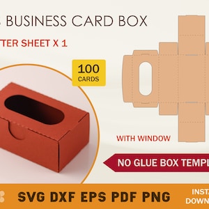 US Business Card Box SVG Template With Window Business Card - Etsy
