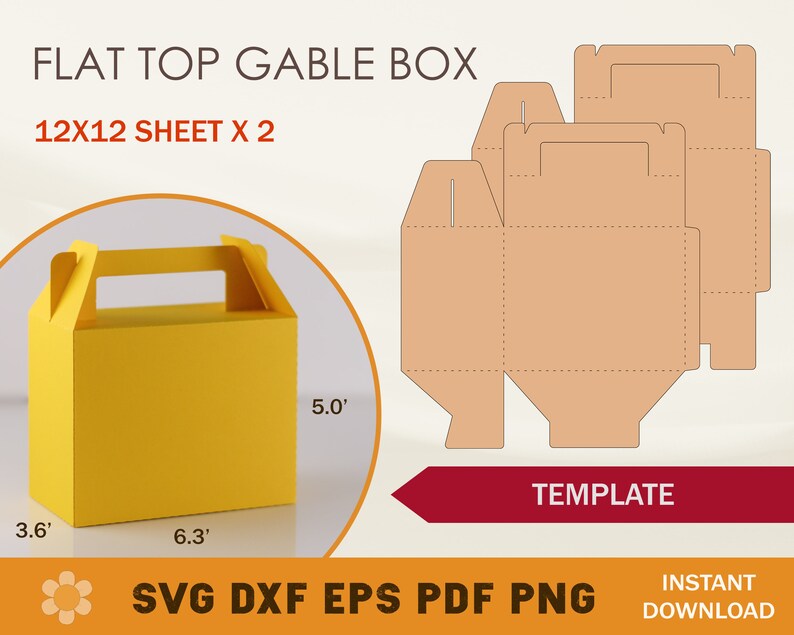 Medium Flat Top Gable Box SVG Gable Box Template Box - Etsy
