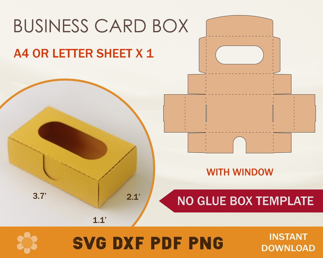 Business Card Box With Window SVG Template Business Card - Etsy