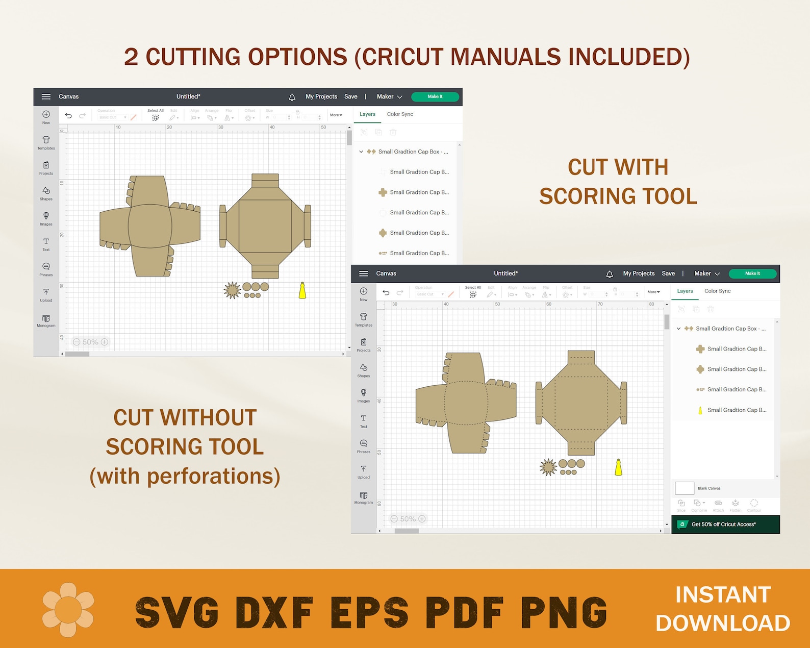 Graduation Cap Box SVG Template, Graduation Hat Template, Cricut Cut ...