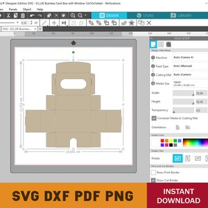 EU UK Business Card Box SVG Template With Window, Business Card Holder ...
