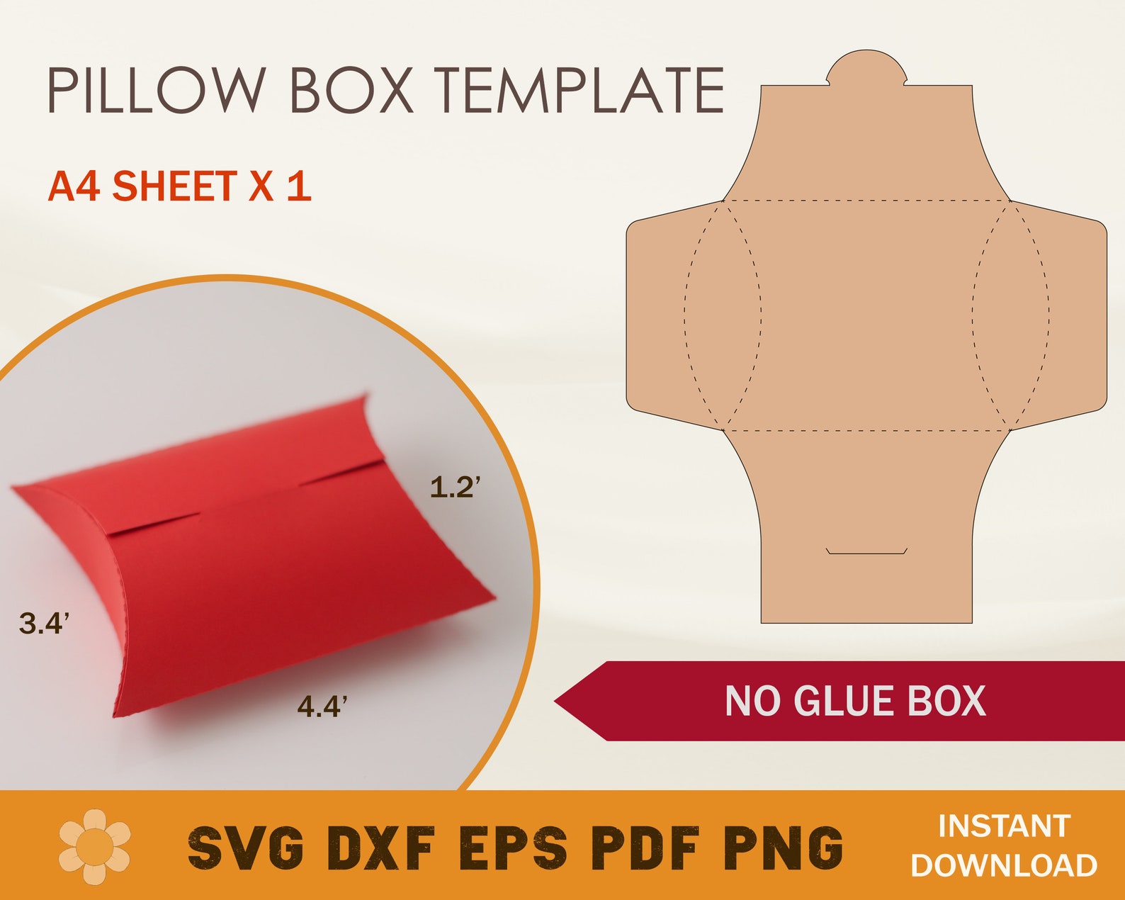 Pillow Box Template Pillow Box SVG Gift Box Template Box - Etsy