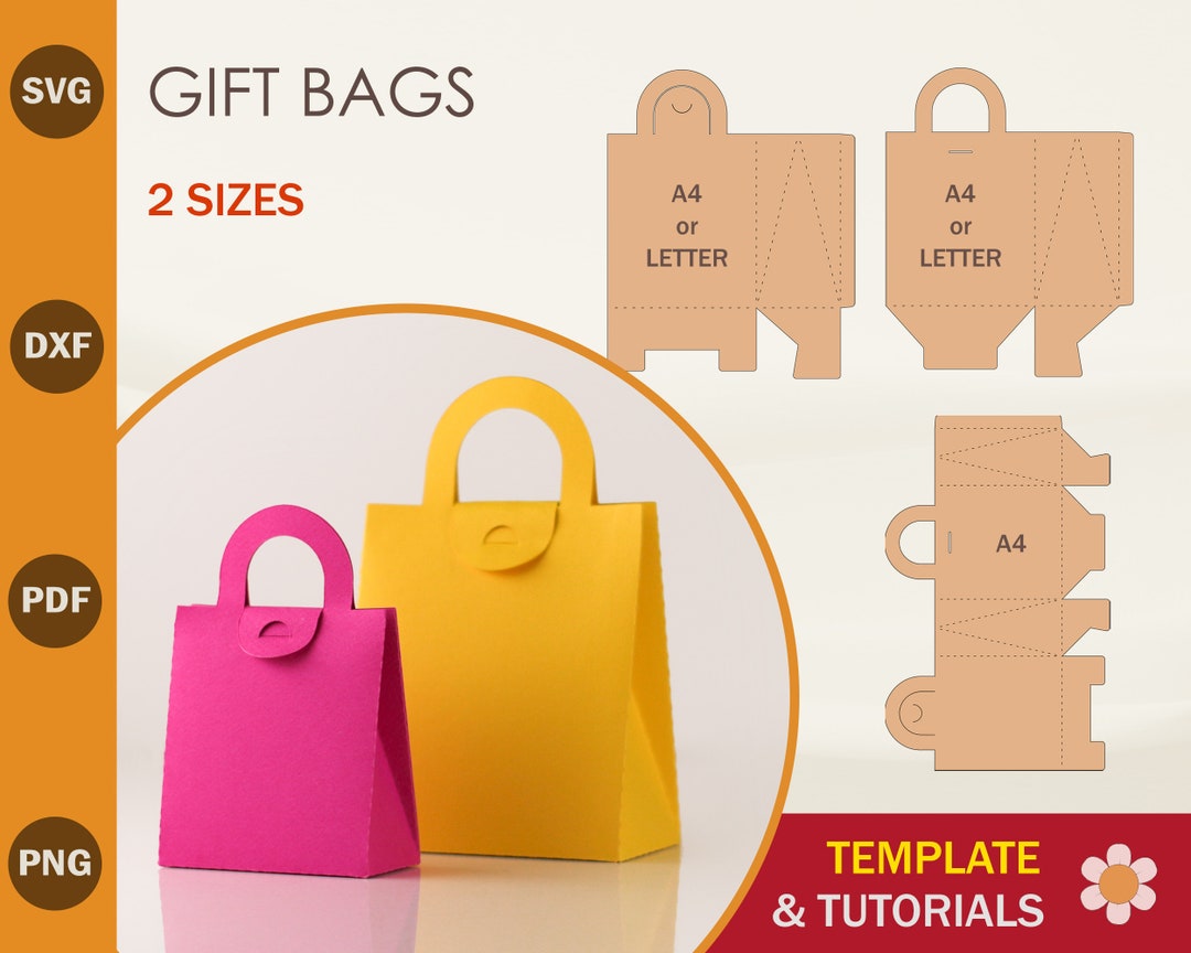 Gift Bag Template Bundle, Gift Bag SVG, Favor Bag SVG, Cricut Cut Files ...