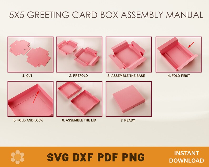 5x5 Greeting Card Box SVG Template: Cricut & Silhouette Cut Files ...